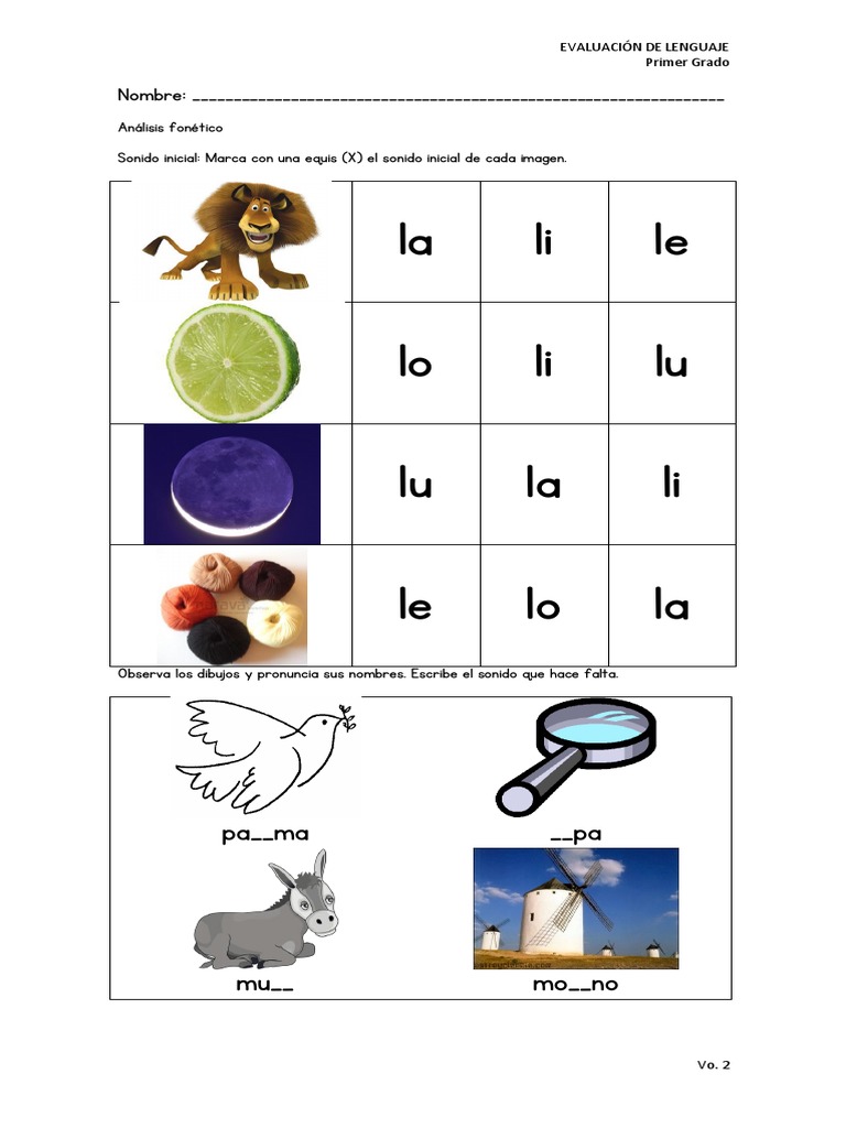 Actividades Fonema L para Primer Grado | PDF | Artes del Lenguaje y ...