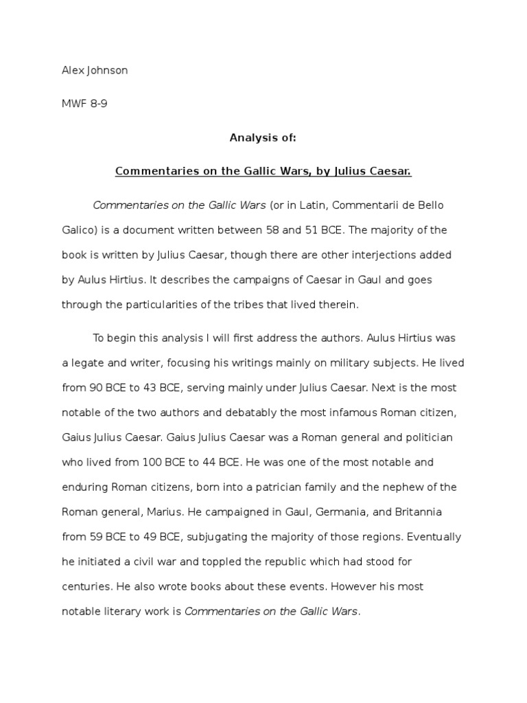 Commentaries On The Gallic Wars | PDF | Gallic Wars | Julius Caesar