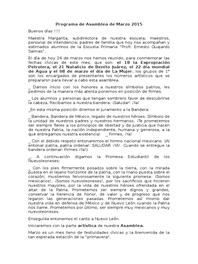 Programa de Asamblea de Marzo 2015 | PDF | México | Mujer