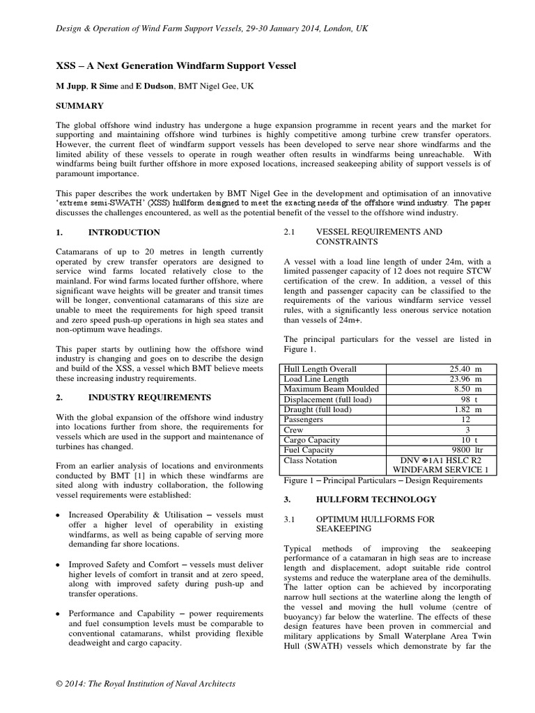 Design & Operation of Offshore Wind Farm Support Vessels - XSS - A Next ...