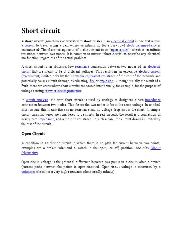 Short Circuit | PDF | Resistor | Electrical Resistance And Conductance