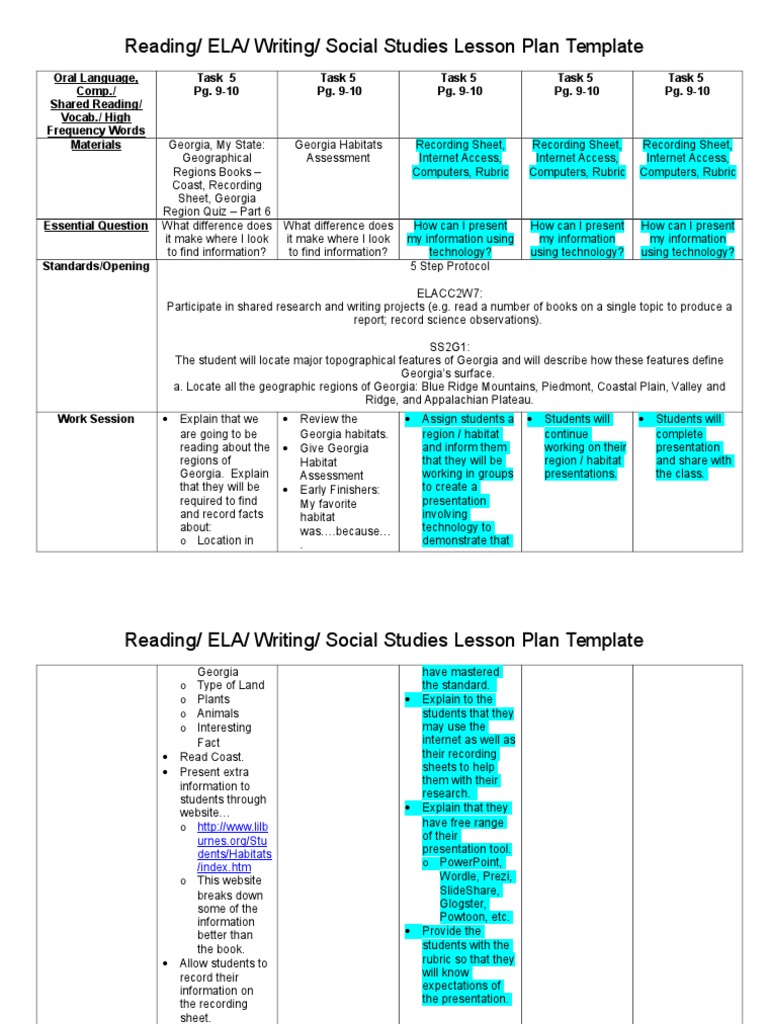 Georgia Regions Lesson Plan Template | PDF | Lesson Plan | Educational ...