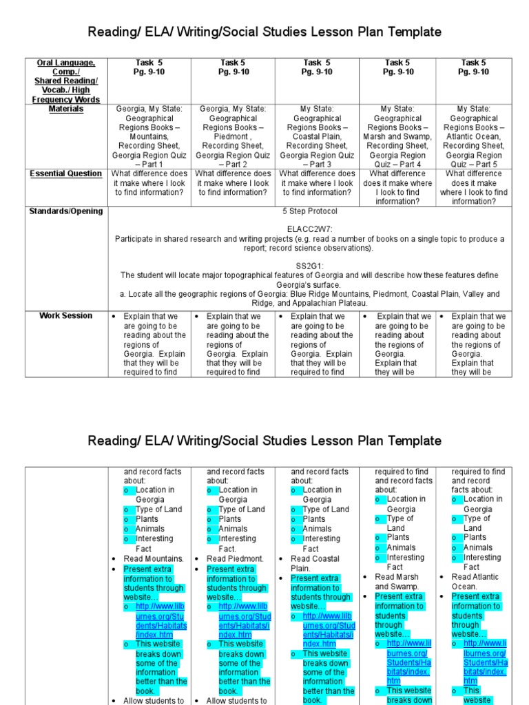 Georgia Regions-Habitats Unit - Revised | PDF | Language Arts & Discipline