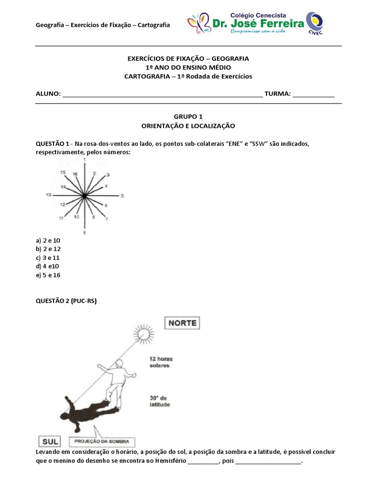Cartografia 1a Rodada Exercicios | PDF | Longitude | Terra Cartografia 1a Rodada Exercicios | PDF | Longitude | Terra