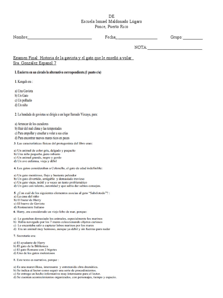 Examen de La Novela | PDF