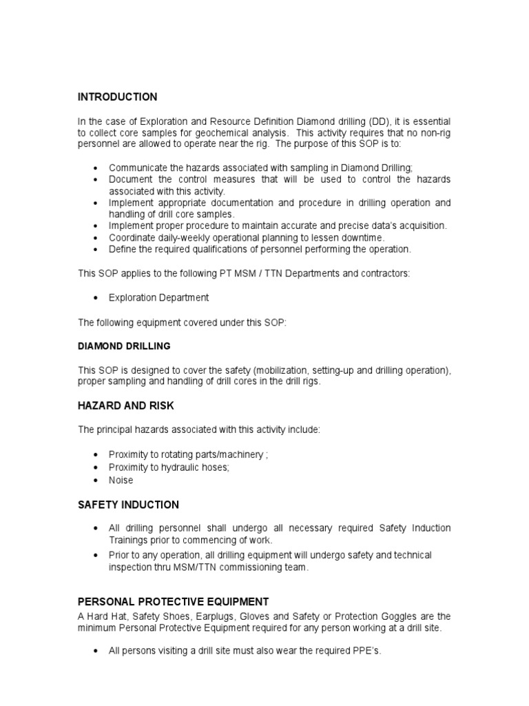Drilling Procedures DD | PDF | Drilling Rig | Personal Protective Equipment
