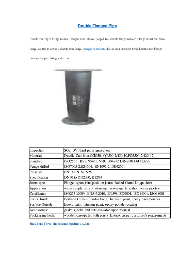 Double Flnage Pipe | PDF | Technology & Engineering