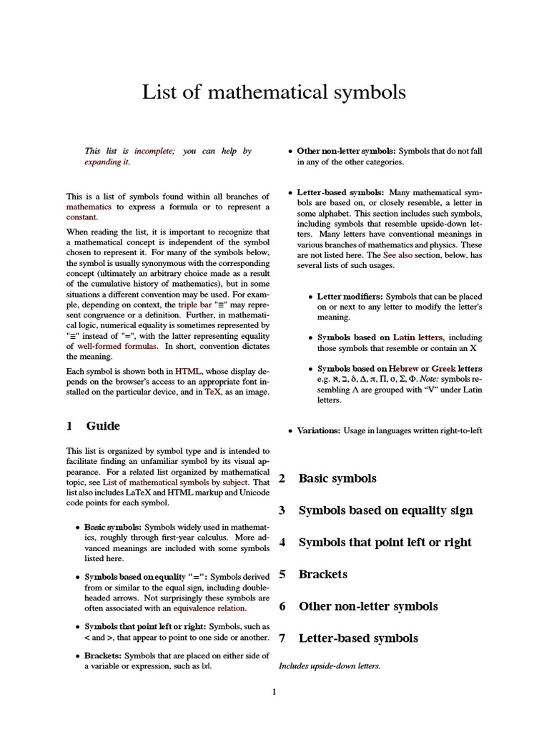 List of Mathematical Symbols | Symbols | Physics & Mathematics