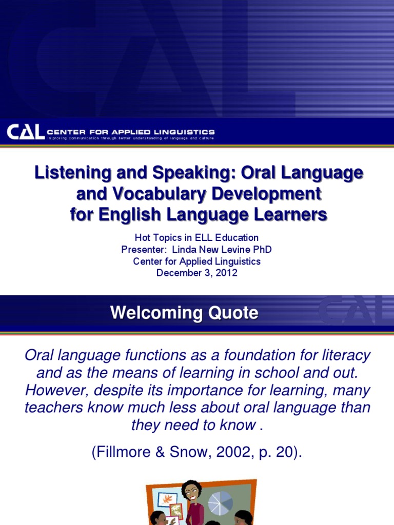 Promoting Oral Language Development and Academic Vocabulary Learning ...