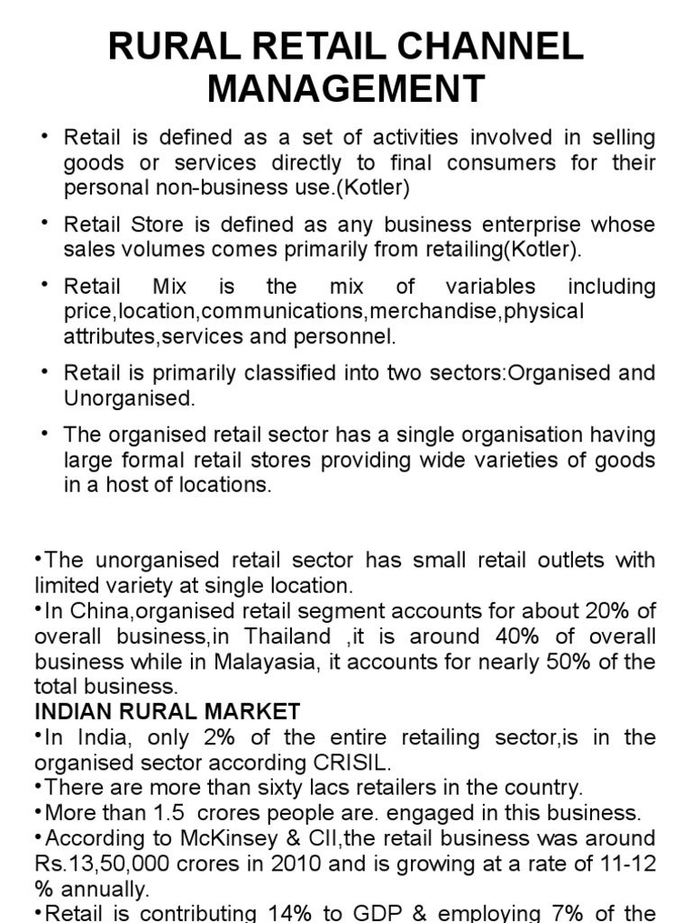 Rural Retail Channel MGMT | PDF | Retail | Distribution (Business)