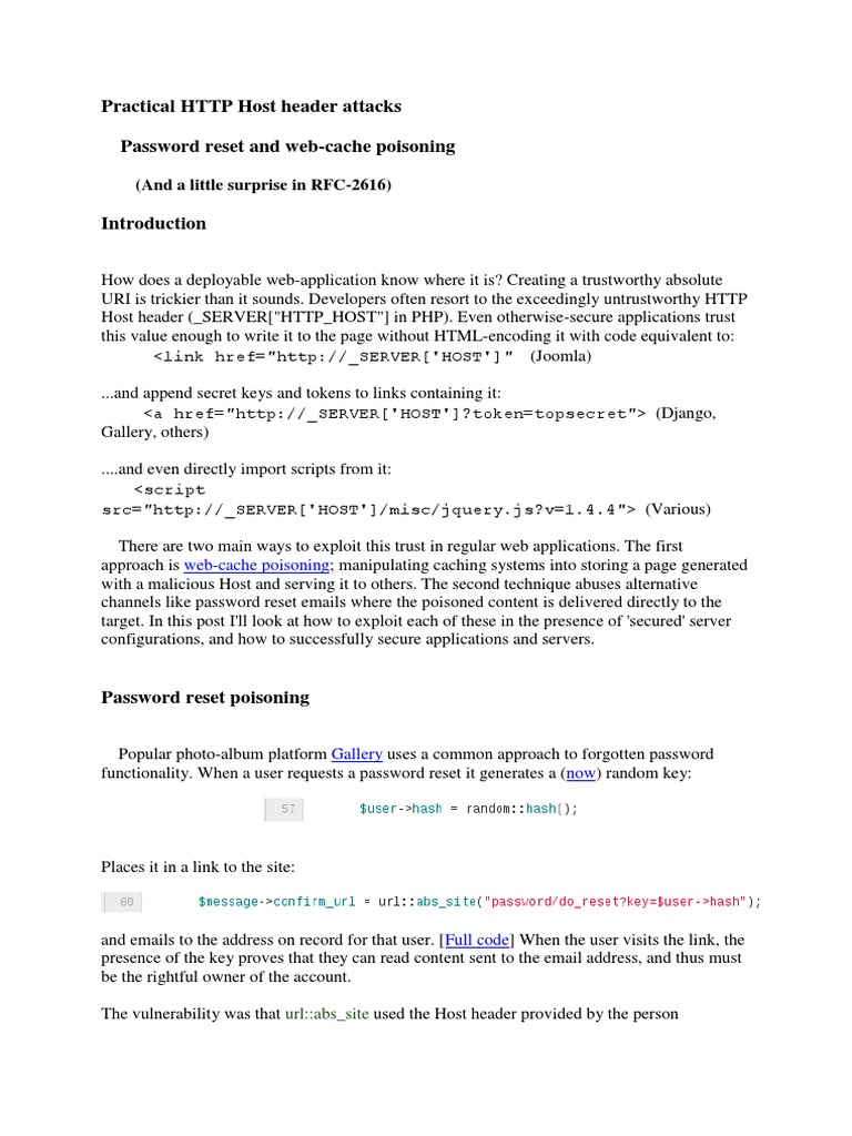 Practical HTTP Host Header Attacks | Download Free PDF | Hypertext ...