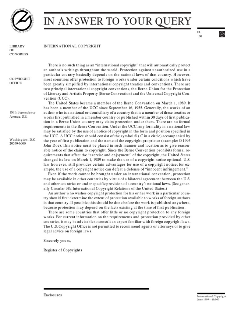 Register of Copyrights Letter To Internationals | PDF | United States ...