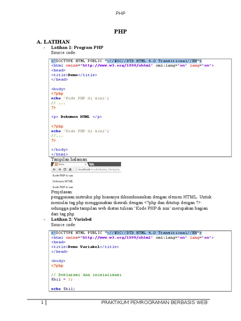 Laporan Pemrograman Berbasis Web - PHP | PDF | Komputer | Teknologi ...