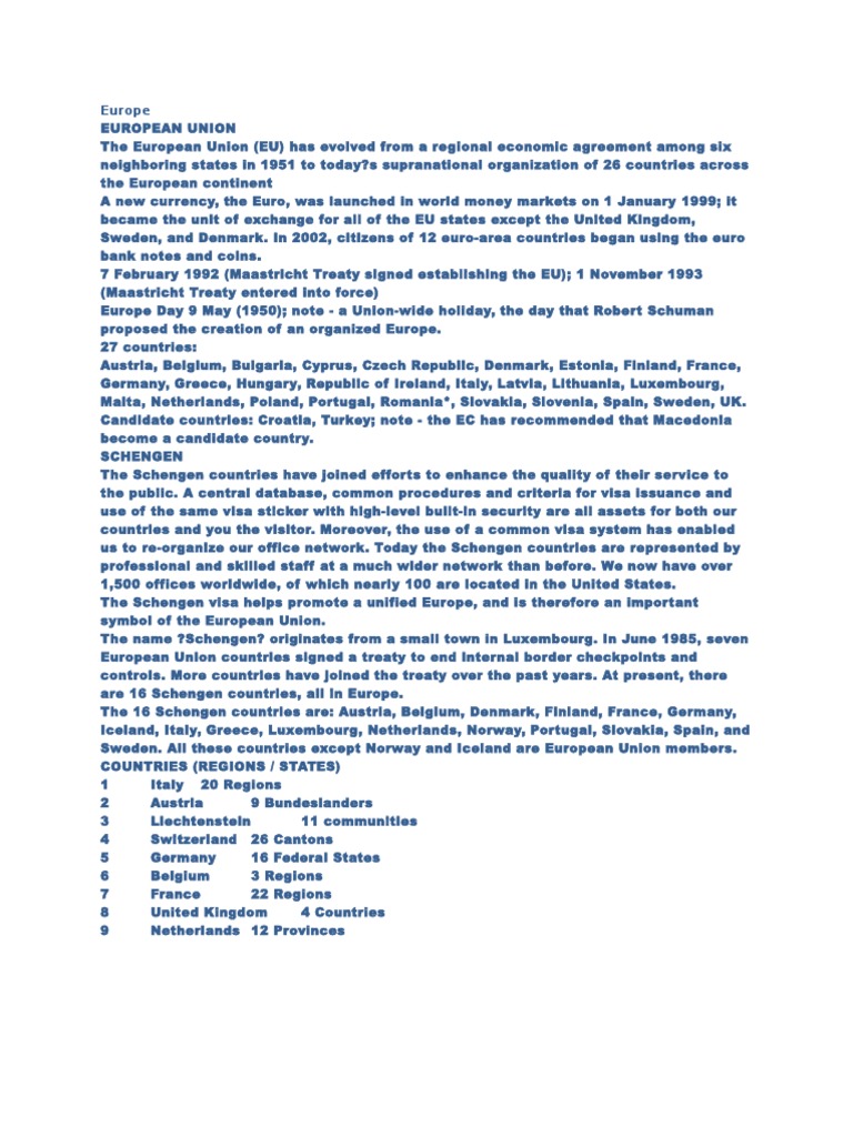 Europe Notes | PDF | Florence | Switzerland