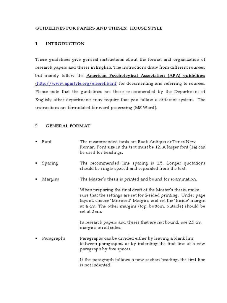 Thesis and Paper Formatting Guidelines | PDF