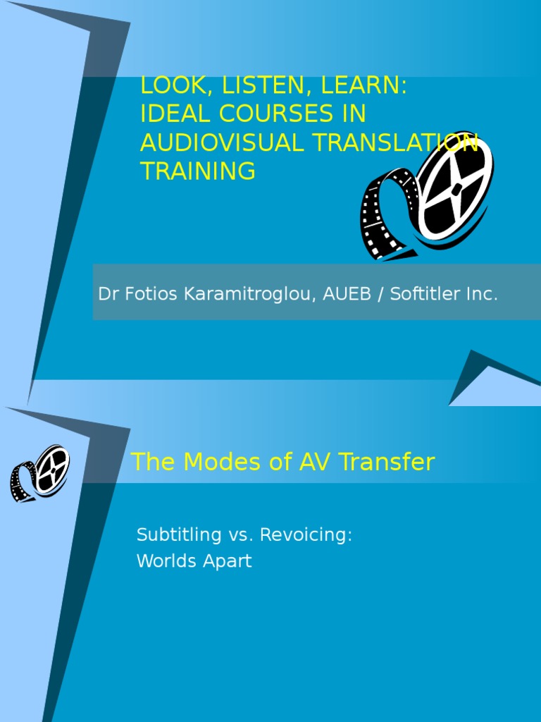 Audiovisual Translation Training: A Proposed Curriculum for Ideal ...