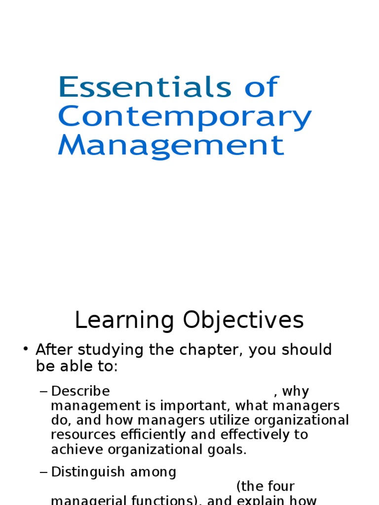 Essentials of Contemporary Management | PDF