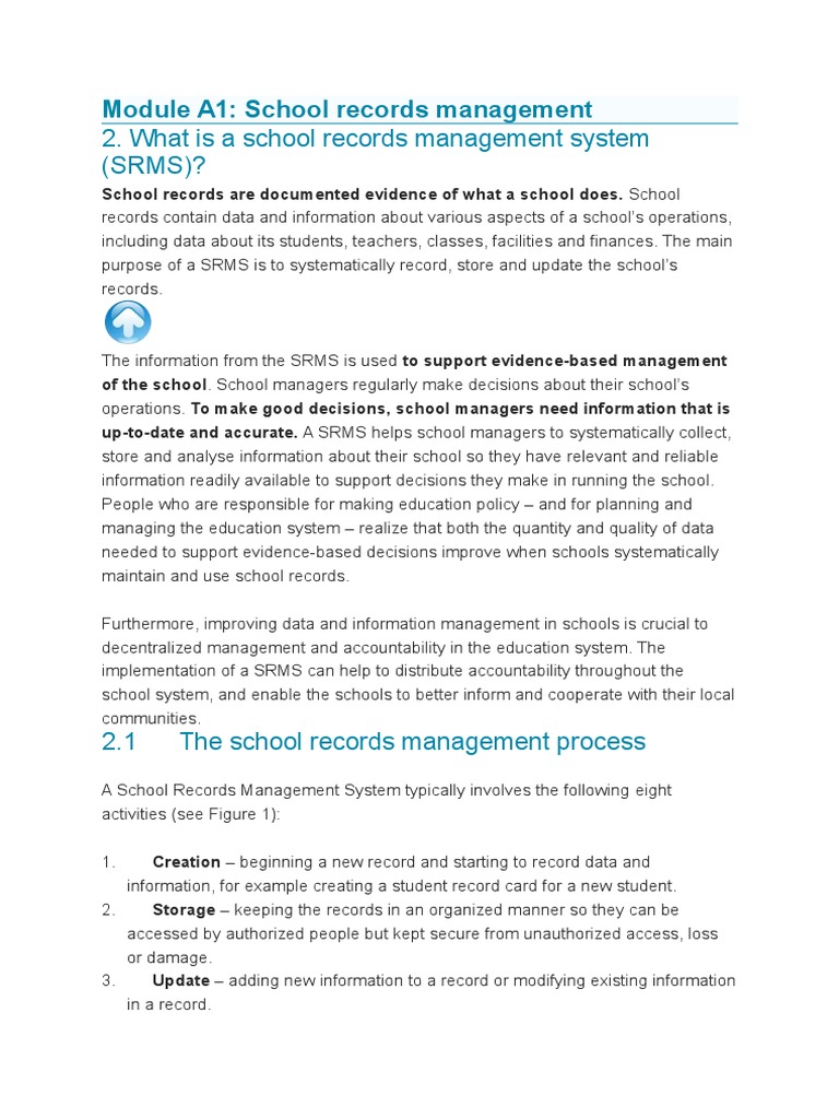 2) Module A1 School Records Management | PDF | Records Management ...