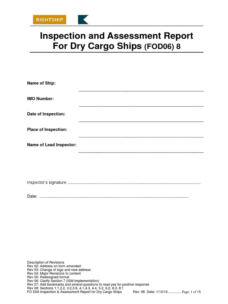 Rightship - Bulk Carriers Inspection - Report - Rev - 8 | PDF ...