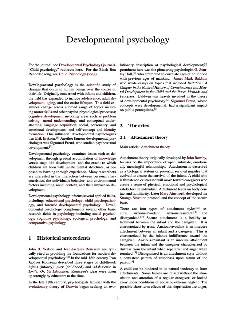 Developmental Psychology | PDF | Developmental Psychology | Attachment ...