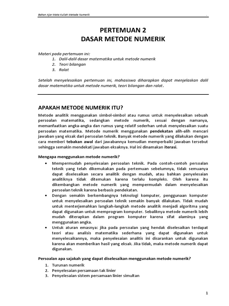 Dasar Metode Numerik | PDF