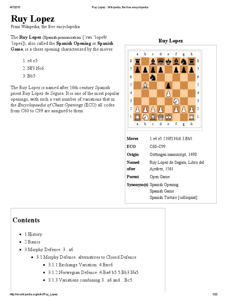 Ruy Lopez - Opening | Chess Theory | Chess Competitions