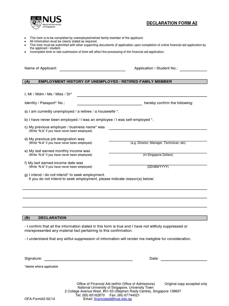 Declaration Form A2 | PDF