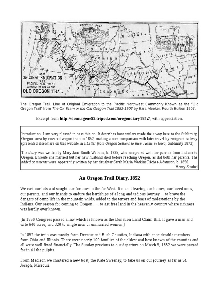 Oregon Trail Diary: 1852 Journey | PDF | Oregon Trail | Nature