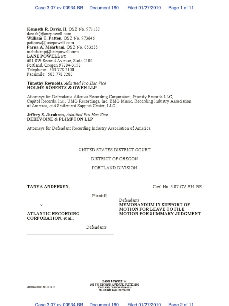 Labels' Motion for Leave to File Summary Judgment Motion | Negligence ...