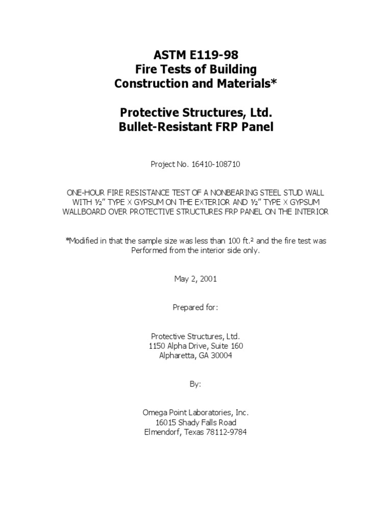 ASTM E119-98 Fire Tests.pdf | Drywall | Thermocouple