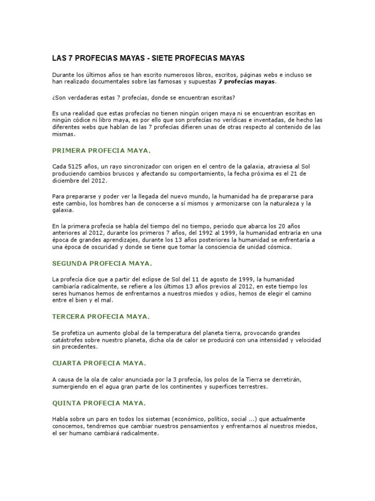 Las Siete Profecías Mayas Explicadas | PDF | Civilización maya | Profecía