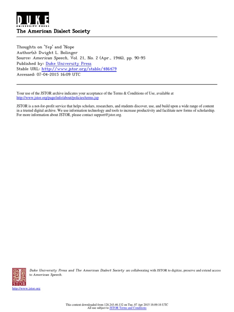 Thoughts On 'Yep' and 'Nope | PDF | Gesture | Phoneme