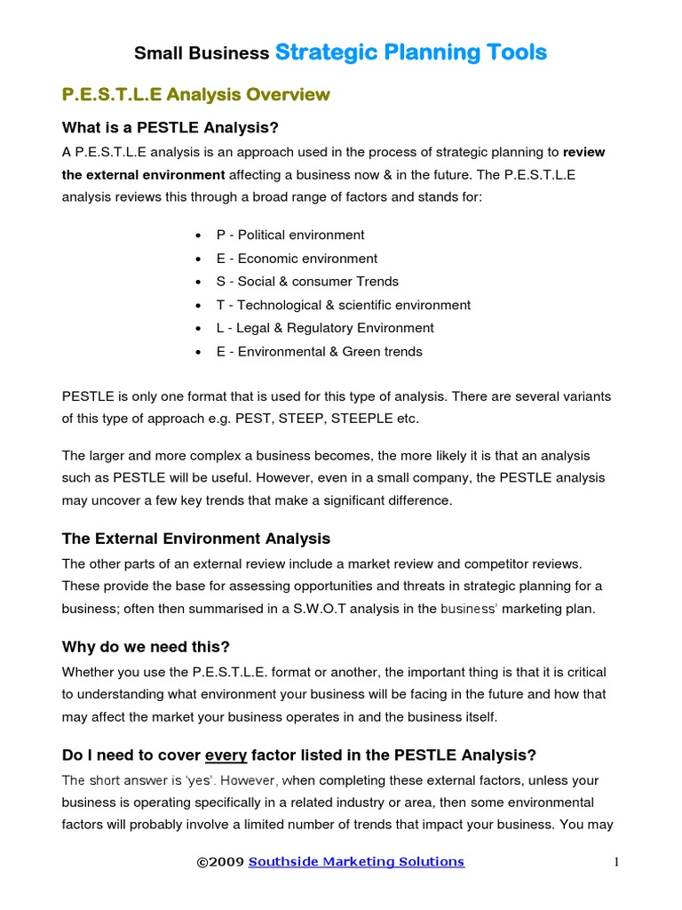 Pestle Analysis | PDF | Strategic Management | Marketing