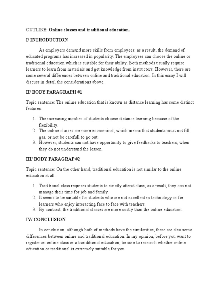 Online Education and Traditional Class | PDF