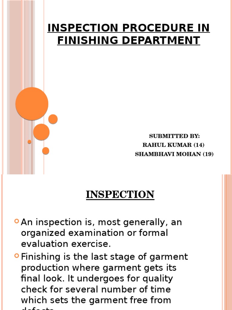 Inspection Procedure in Finishing Department | PDF | Audit | Sampling ...