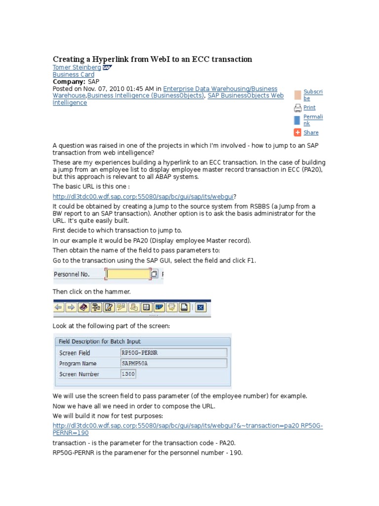Creating A Hyperlink From WebI To An ECC Transaction | PDF | Hyperlink ... Creating A Hyperlink From WebI To An ECC Transaction | PDF | Hyperlink ...