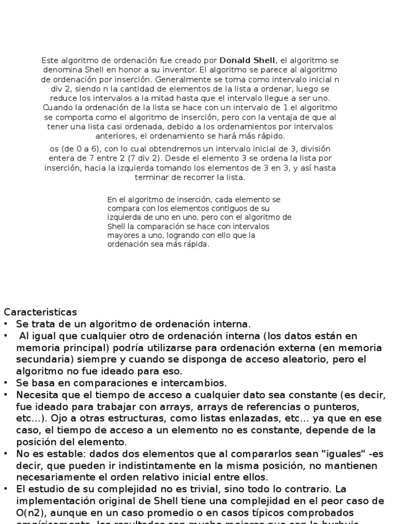 Algoritmo de Shell | PDF | Algoritmos | Estructura de datos de matriz