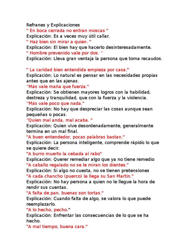 Refranes y Explicaciones | PDF