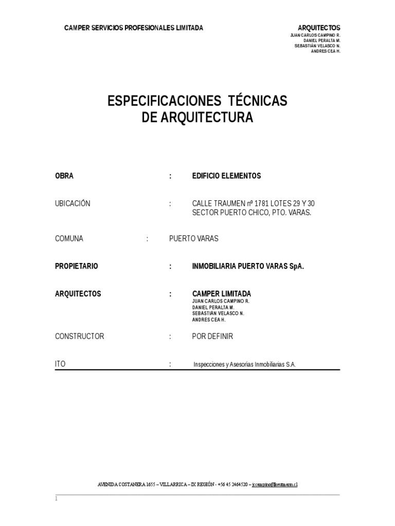 EETT Edificio Puerto Varas para Licitación Rev 01 | PDF | Techo | Arquitecto