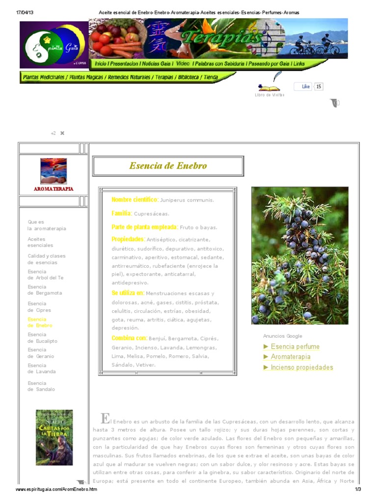 Aceite Esencial de Enebro | PDF | Aromaterapia | Petróleo