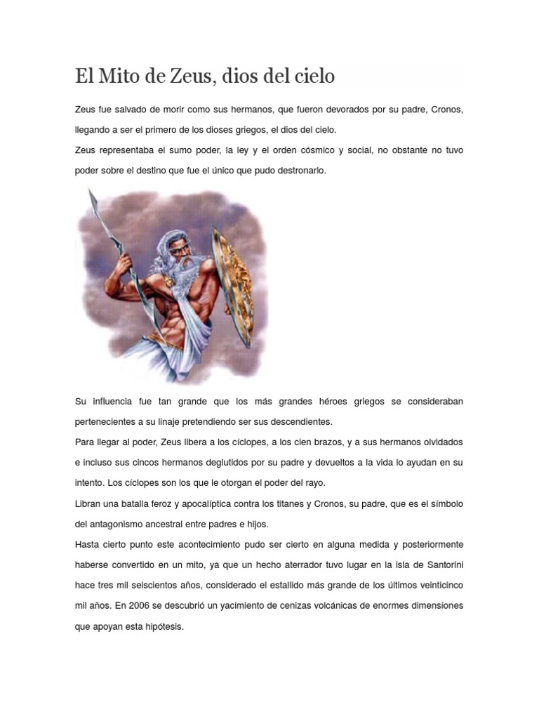 El Mito de Zeus: Poder y Caída | PDF | Zeus | Hera