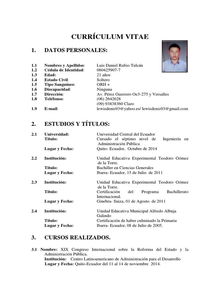 Curriculum Vitae Luis Rubio PDF | PDF | Ecuador | Educación avanzada