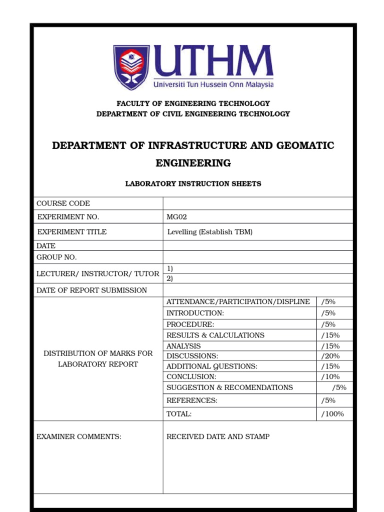 Geomatic Levelling Report | PDF | Experiment | Engineering