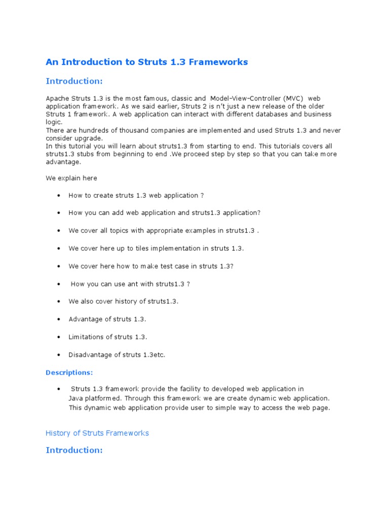 An Introduction To Struts 1 | PDF | Model–View–Controller | Java Server Pages
