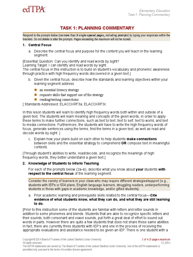 Literacy Learning Segment (Task 1) | PDF | Literacy | Learning