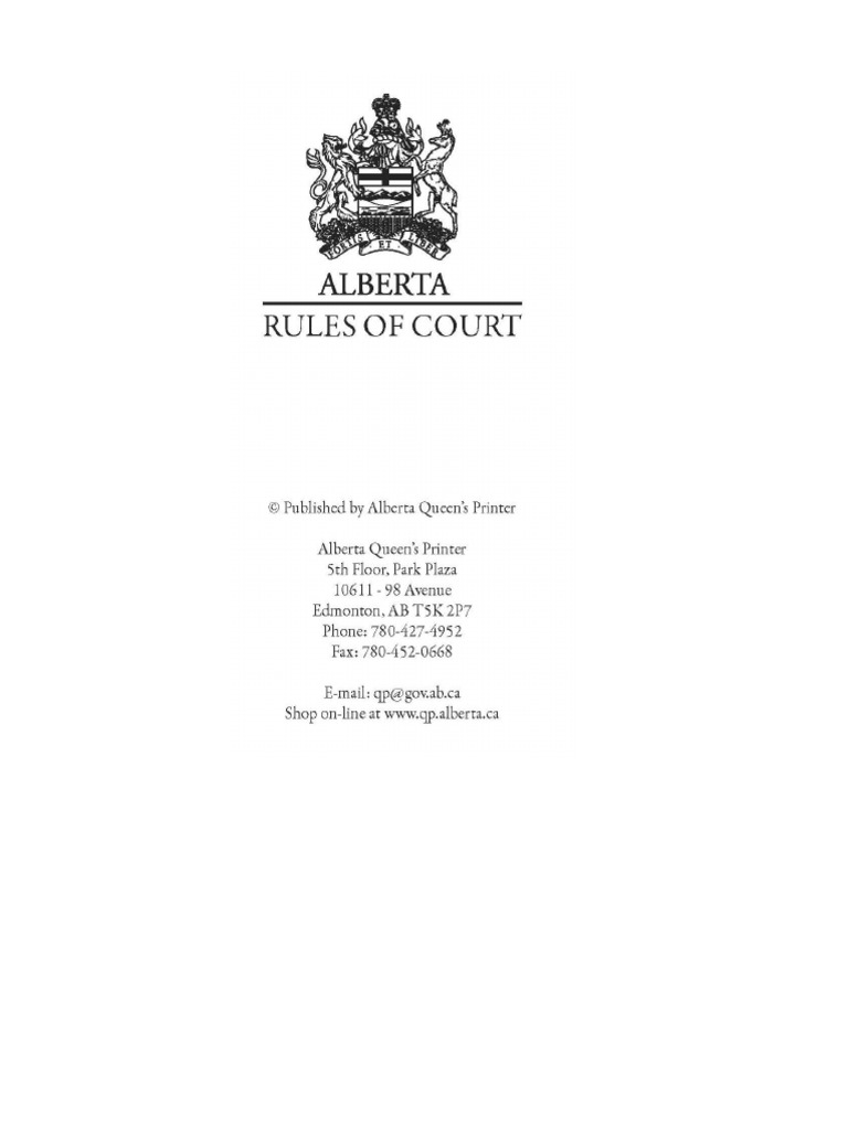 Alberta Court Rules Overview | PDF | Costs In English Law | Lawsuit