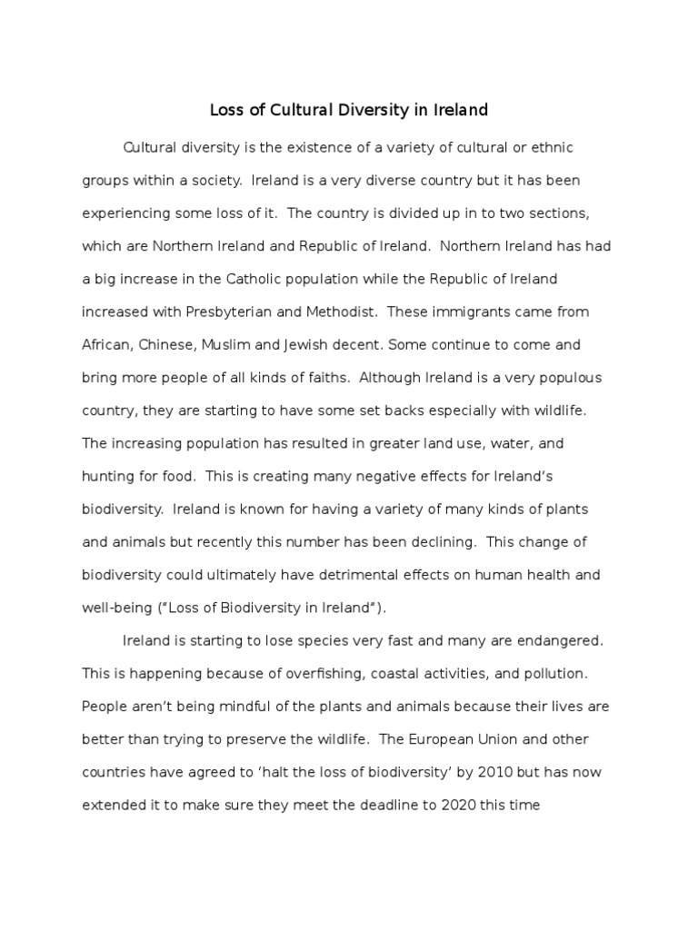Cultural Diversity in Ireland | PDF | Biodiversity | Global Warming