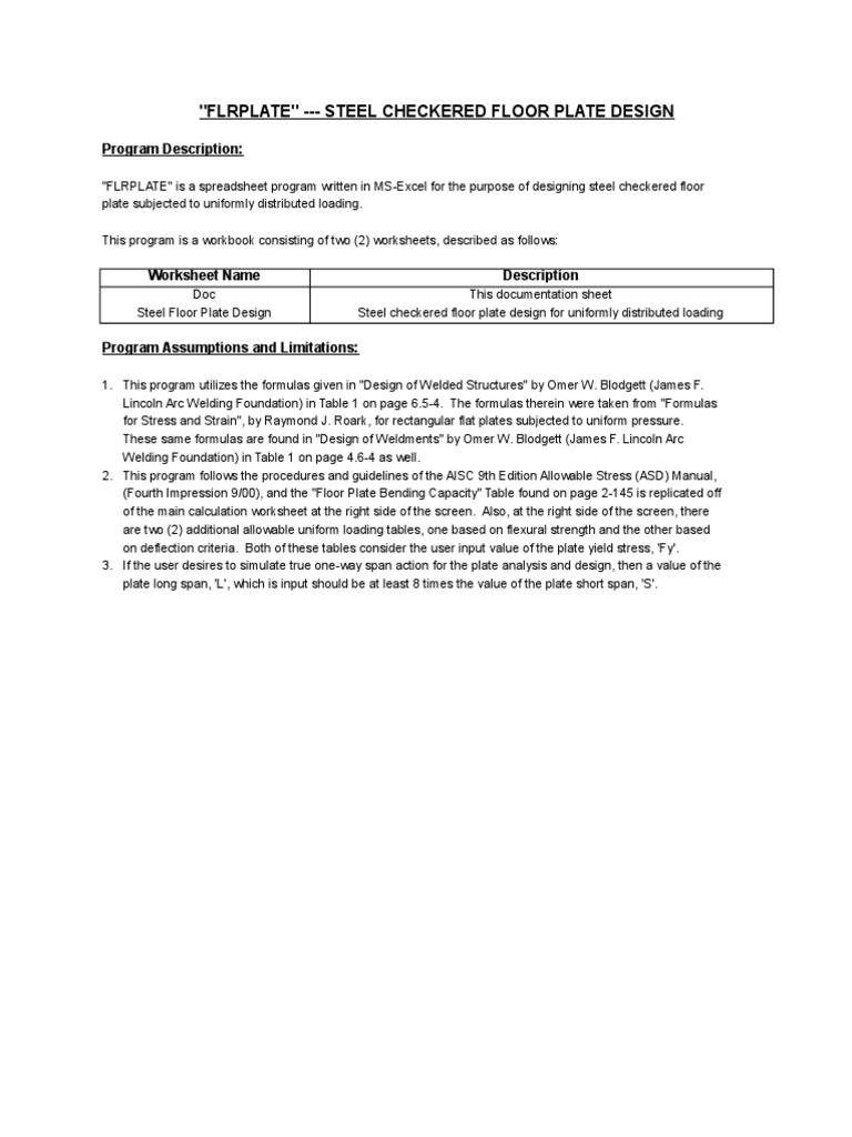 Flrplate - Steel Checkered Floor Plate Design | PDF | Bending | Solid ...