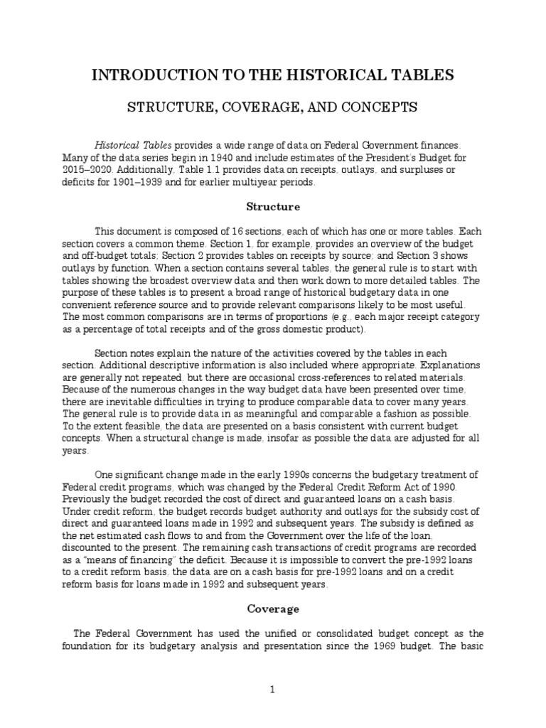 Introduction To The Historical Tables: Structure, Coverage, and ...