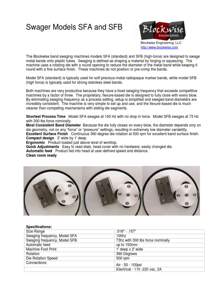 Blockwise SFA & SFB Swager Models | PDF | Home & Garden | Technology ...